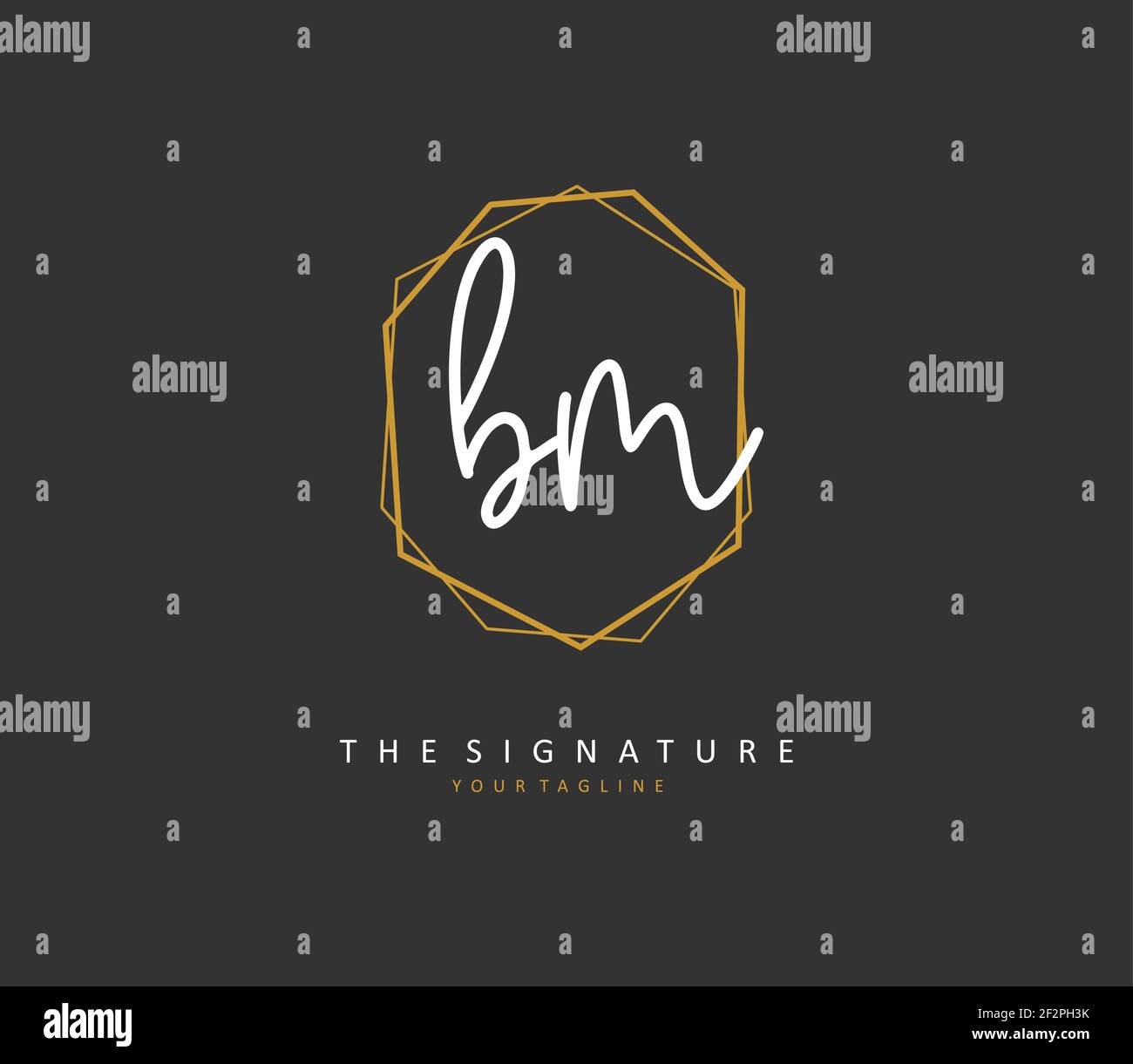B M BM Initial letter handwriting and signature logo. A concept ...