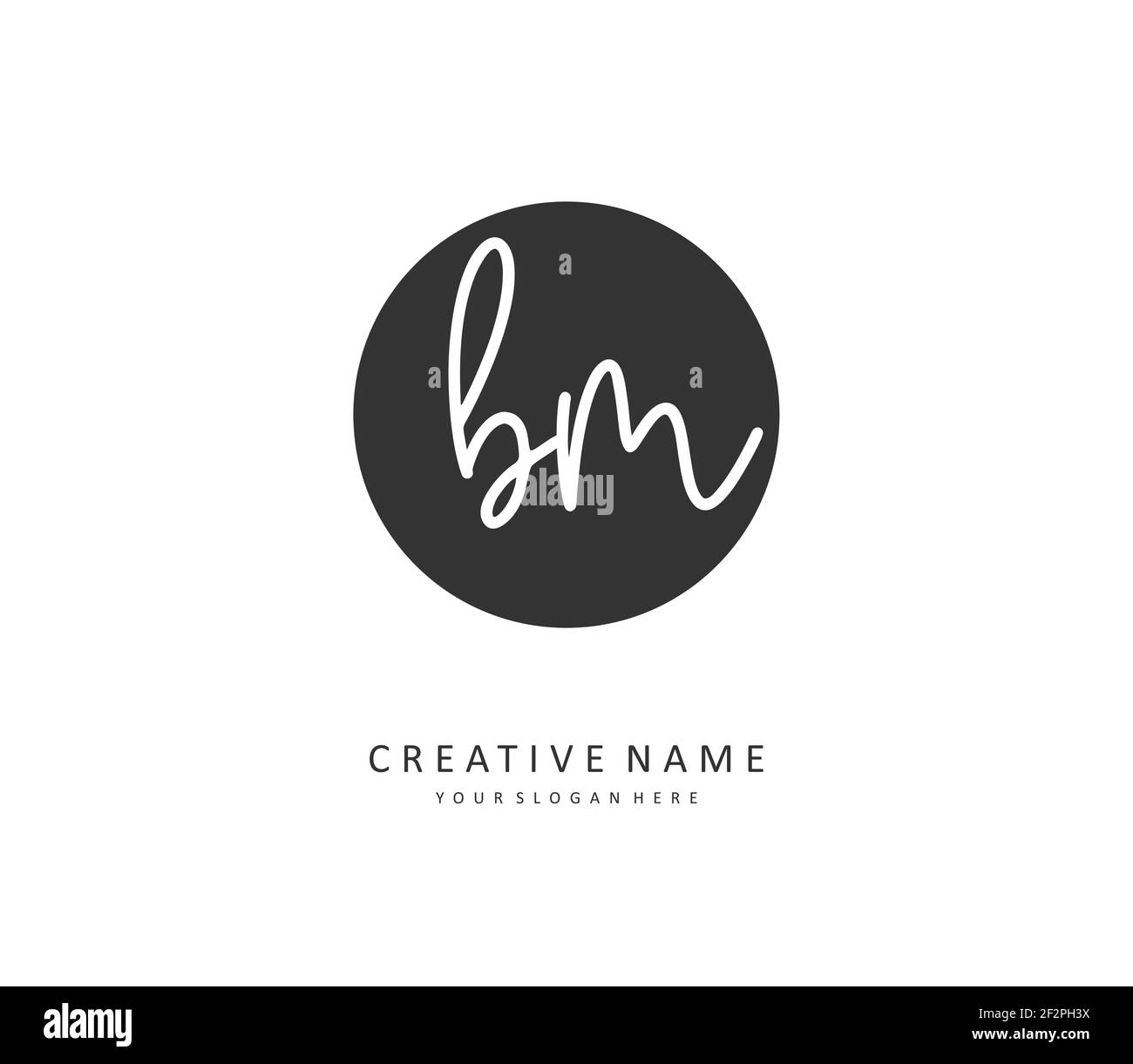 B M BM Initial letter handwriting and signature logo. A concept ...