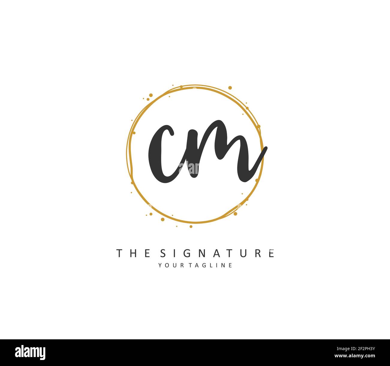 C M CM Initial letter handwriting and signature logo. A concept ...