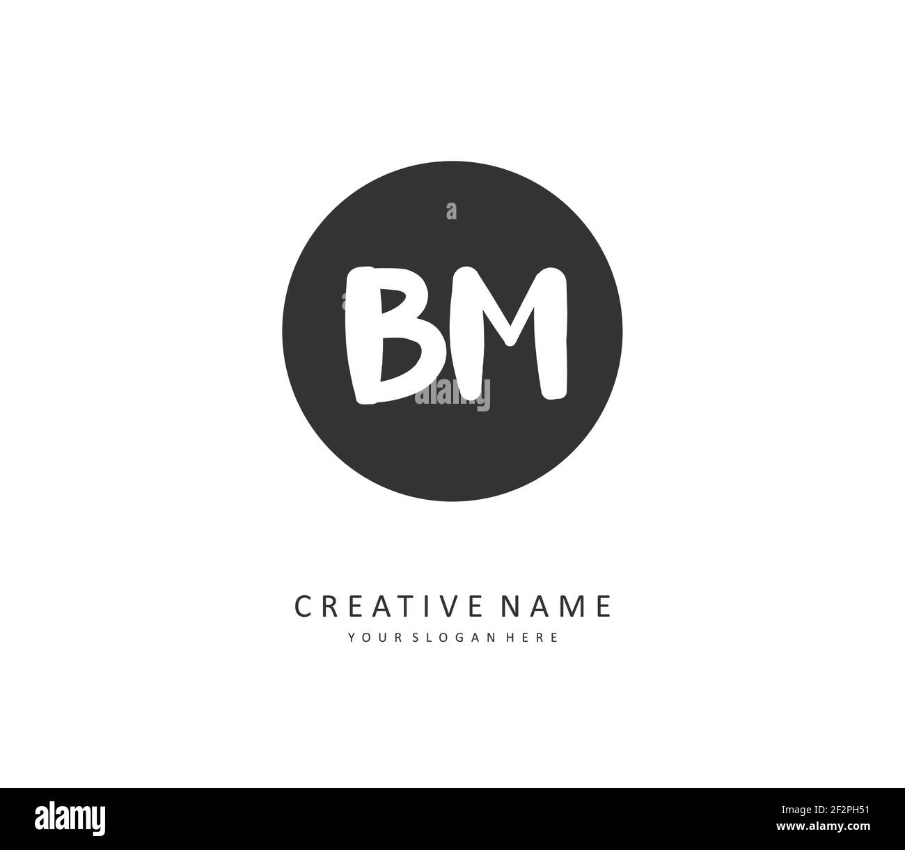 B M BM Initial letter handwriting and signature logo. A concept ...