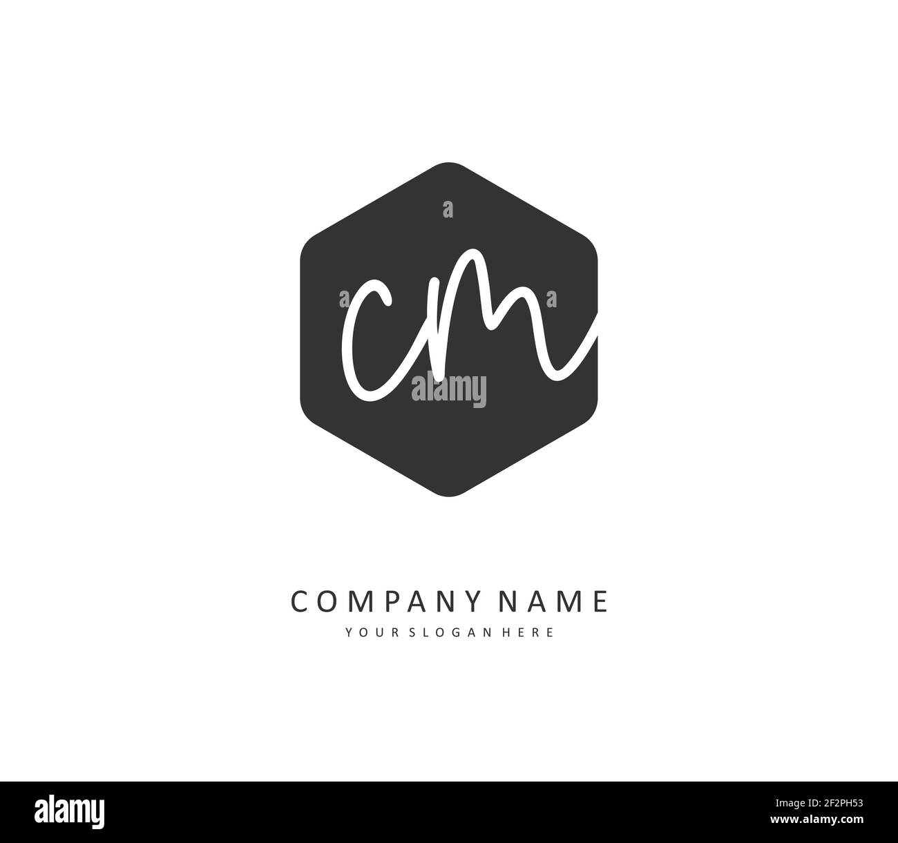 C M CM Initial letter handwriting and signature logo. A concept ...