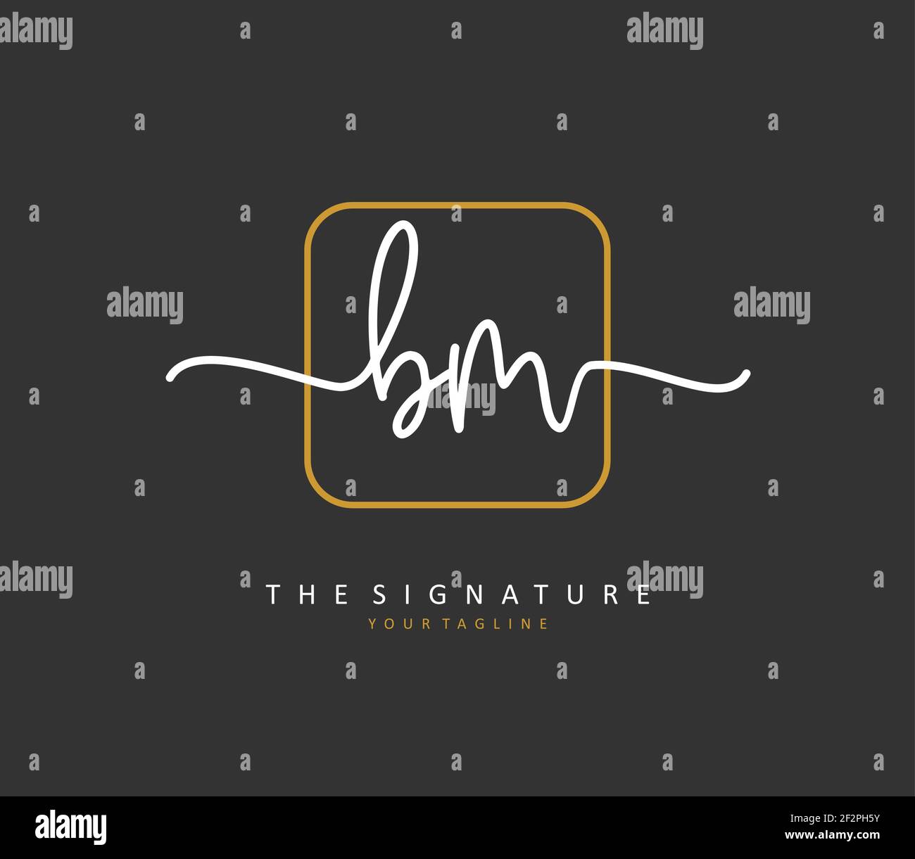 B M BM Initial letter handwriting and signature logo. A concept ...