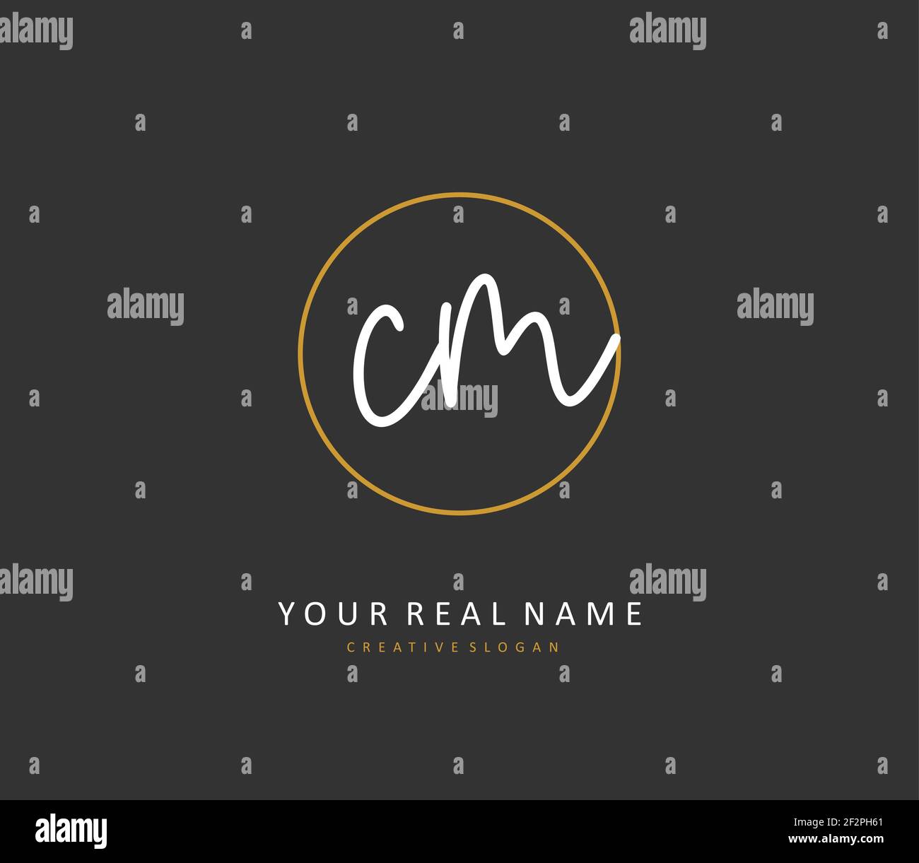 C M CM Initial letter handwriting and signature logo. A concept ...