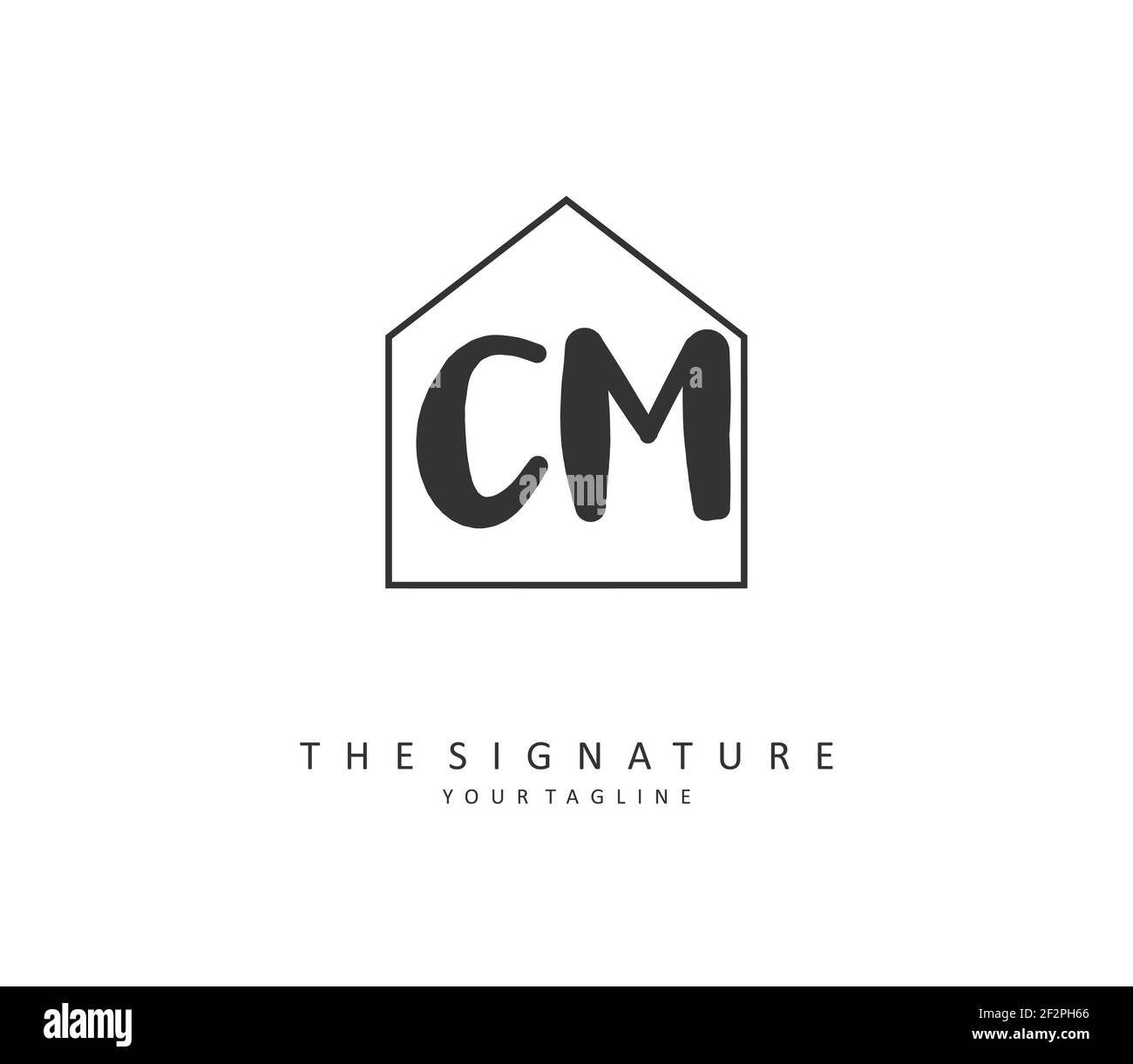 C M CM Initial letter handwriting and signature logo. A concept ...