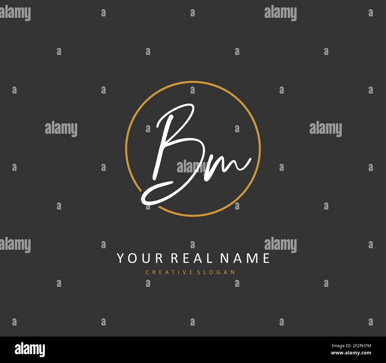 B M BM Initial letter handwriting and signature logo. A concept ...