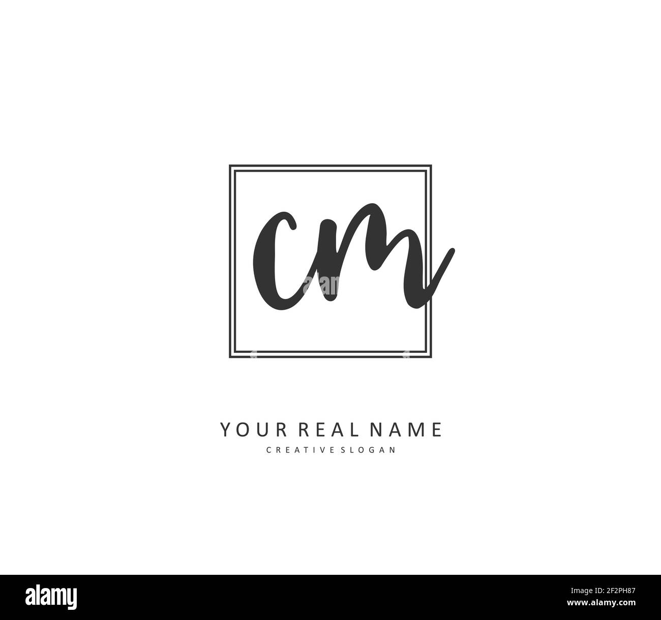 C M CM Initial letter handwriting and signature logo. A concept ...