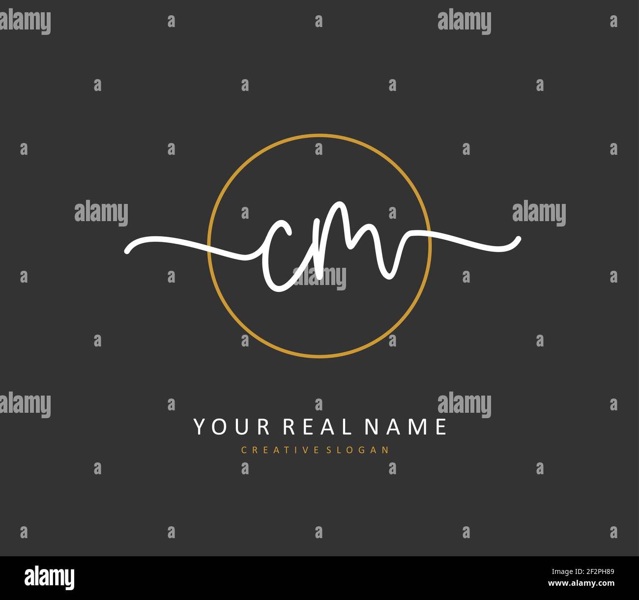 C M CM Initial letter handwriting and signature logo. A concept ...