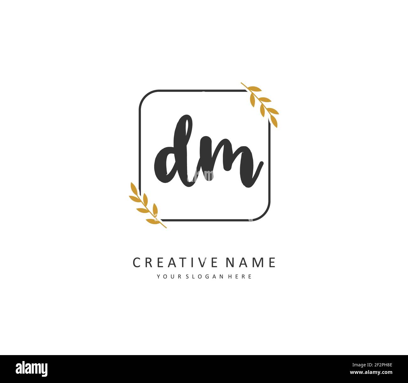 D M DM Initial letter handwriting and signature logo. A concept handwriting initial logo with ...