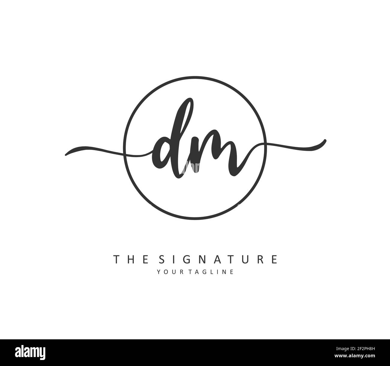 D M DM Initial letter handwriting and signature logo. A concept handwriting initial logo with ...