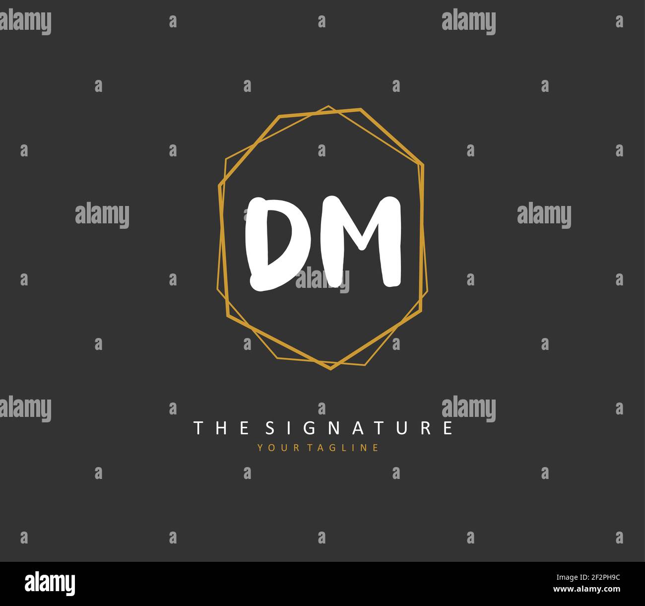 D M DM Initial letter handwriting and signature logo. A concept ...