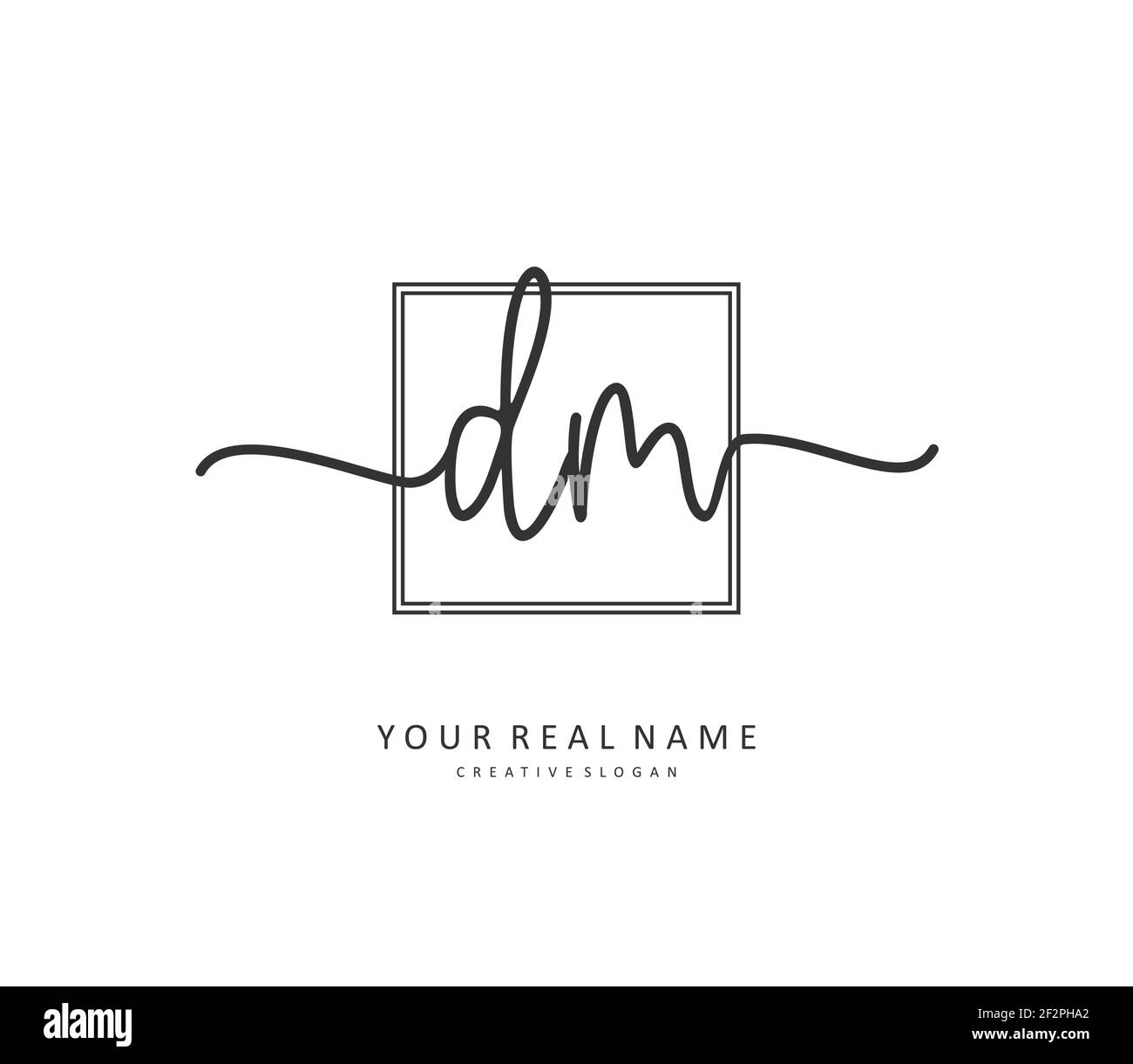 D M DM Initial letter handwriting and signature logo. A concept ...