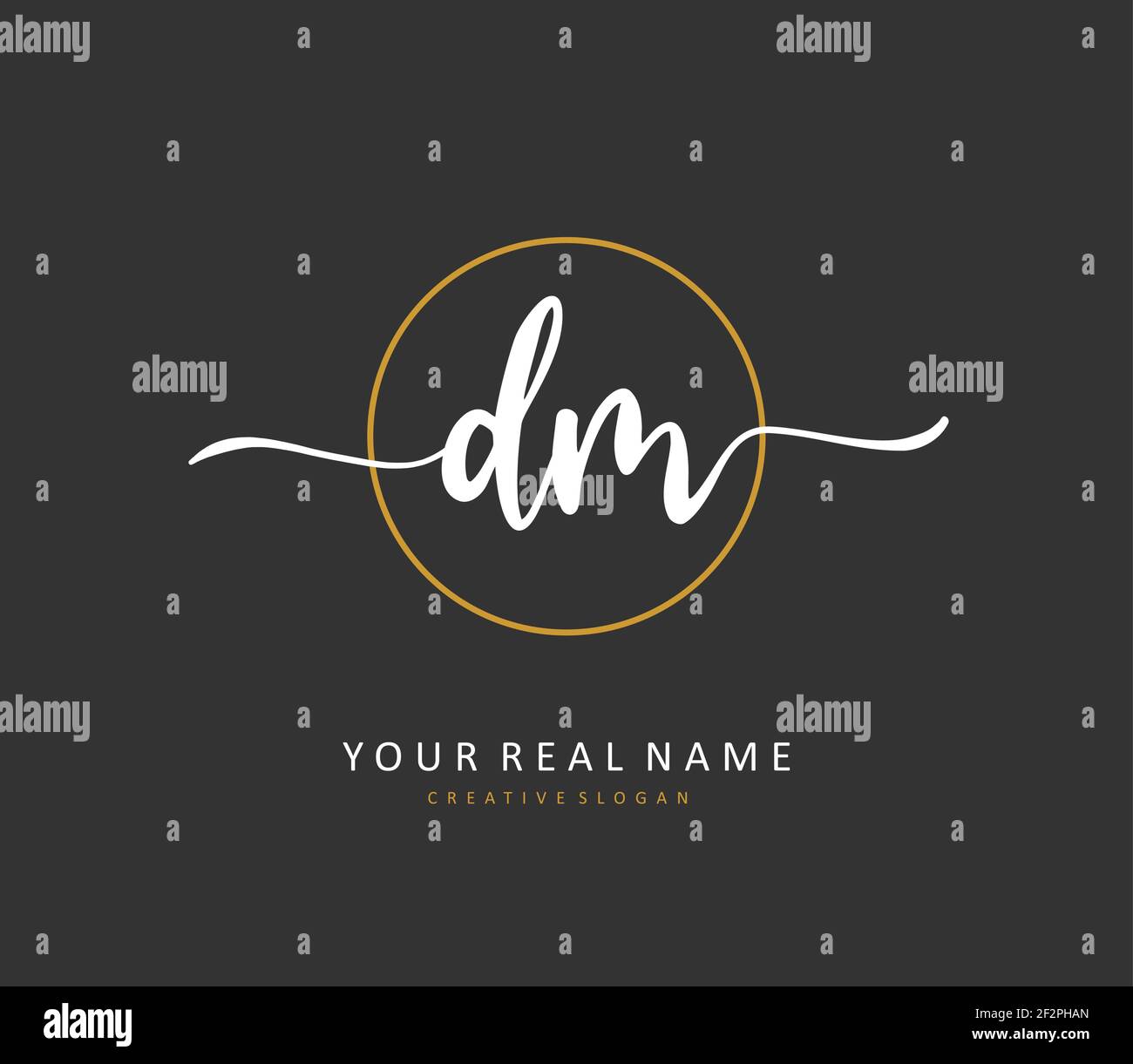 D M DM Initial letter handwriting and signature logo. A concept handwriting initial logo with ...