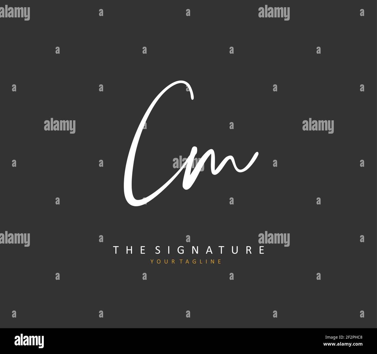 C M CM Initial letter handwriting and signature logo. A concept ...