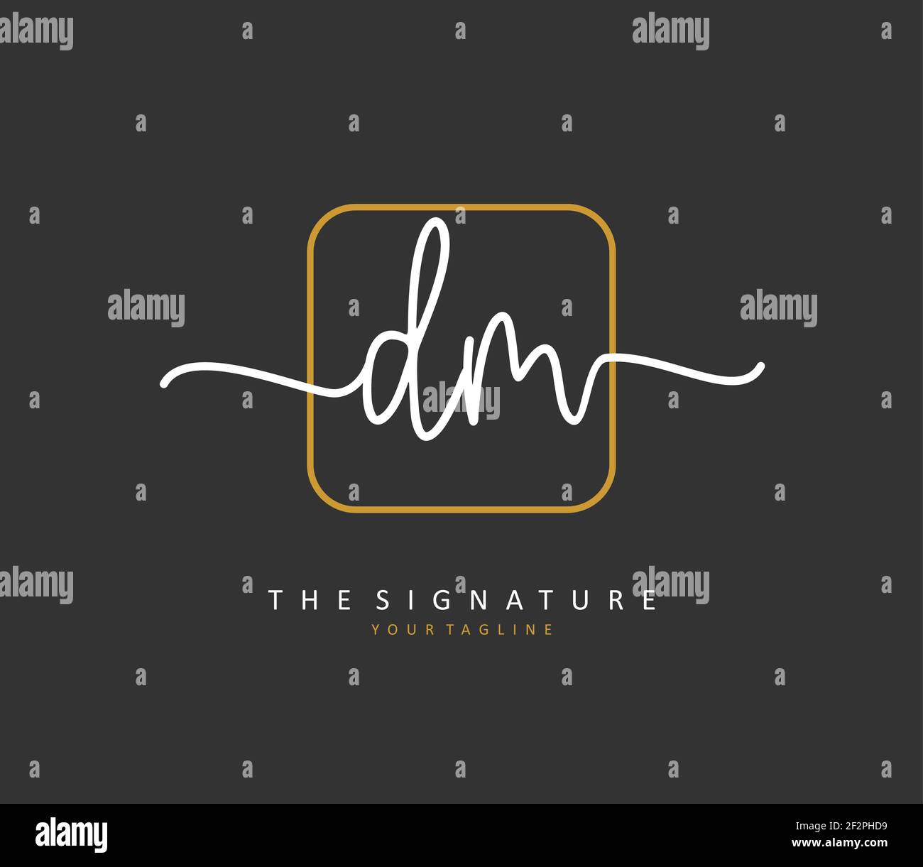 D M DM Initial letter handwriting and signature logo. A concept handwriting initial logo with ...