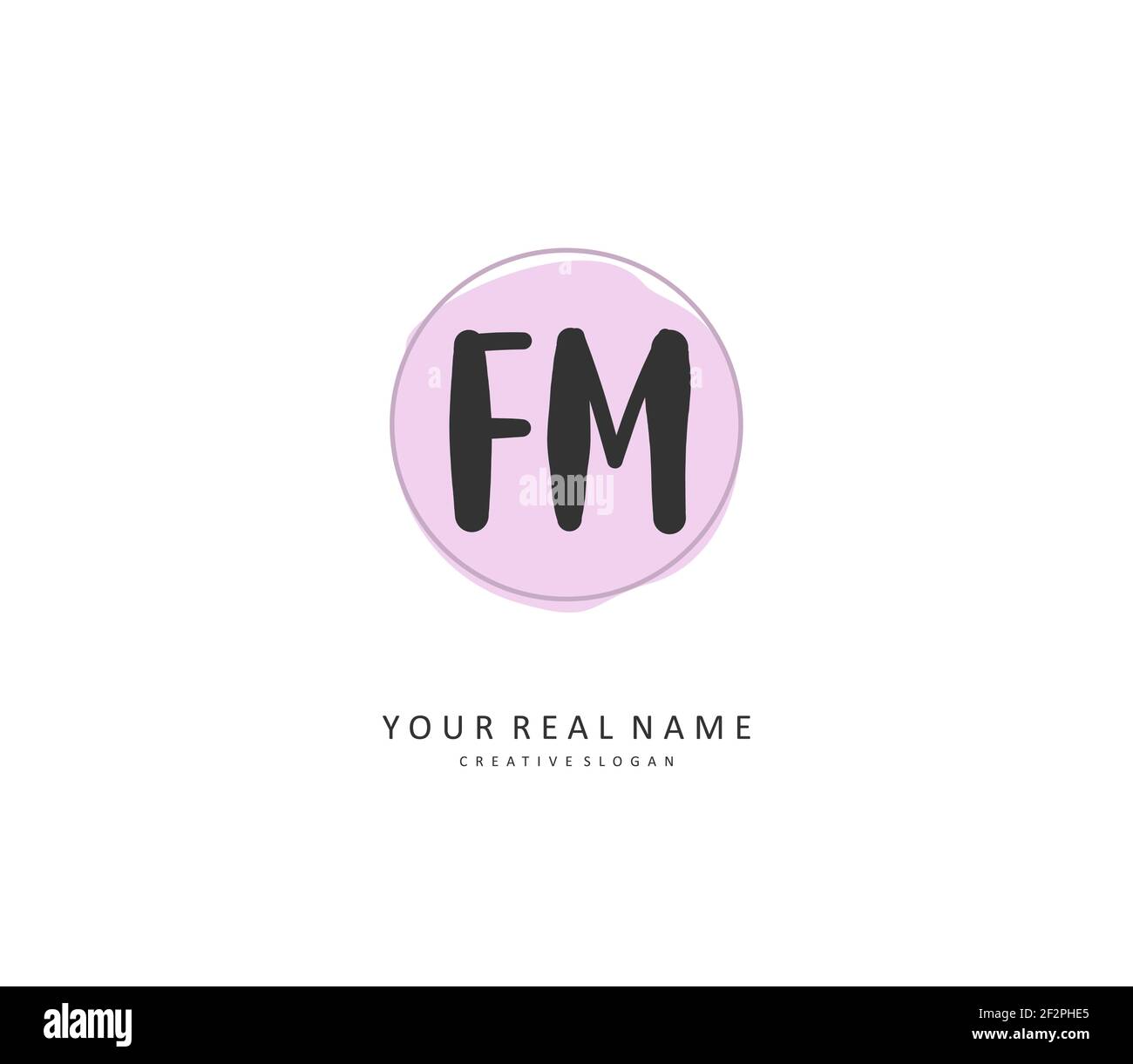 F M FM Initial letter handwriting and signature logo. A concept ...