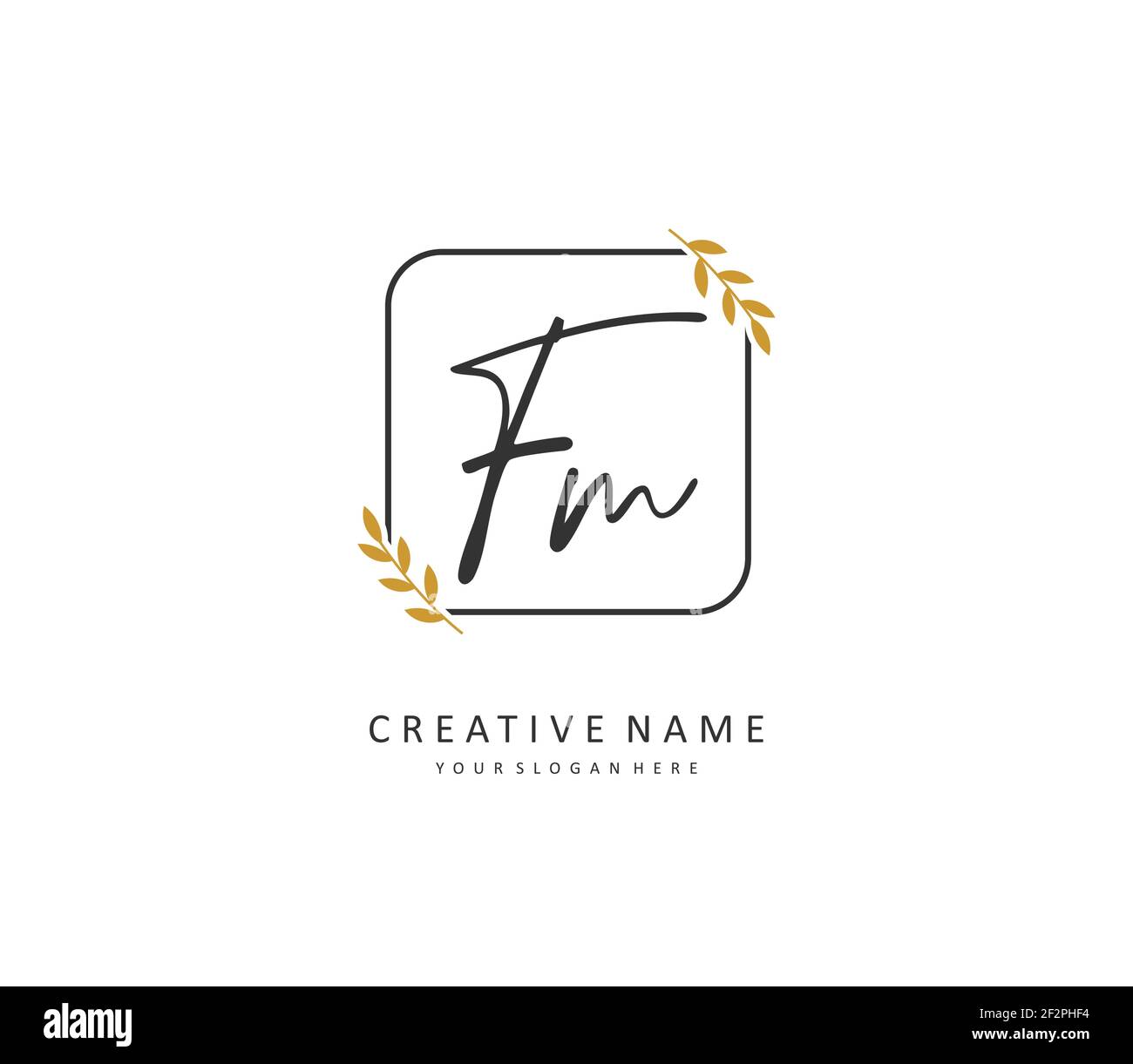 F M FM Initial letter handwriting and signature logo. A concept ...