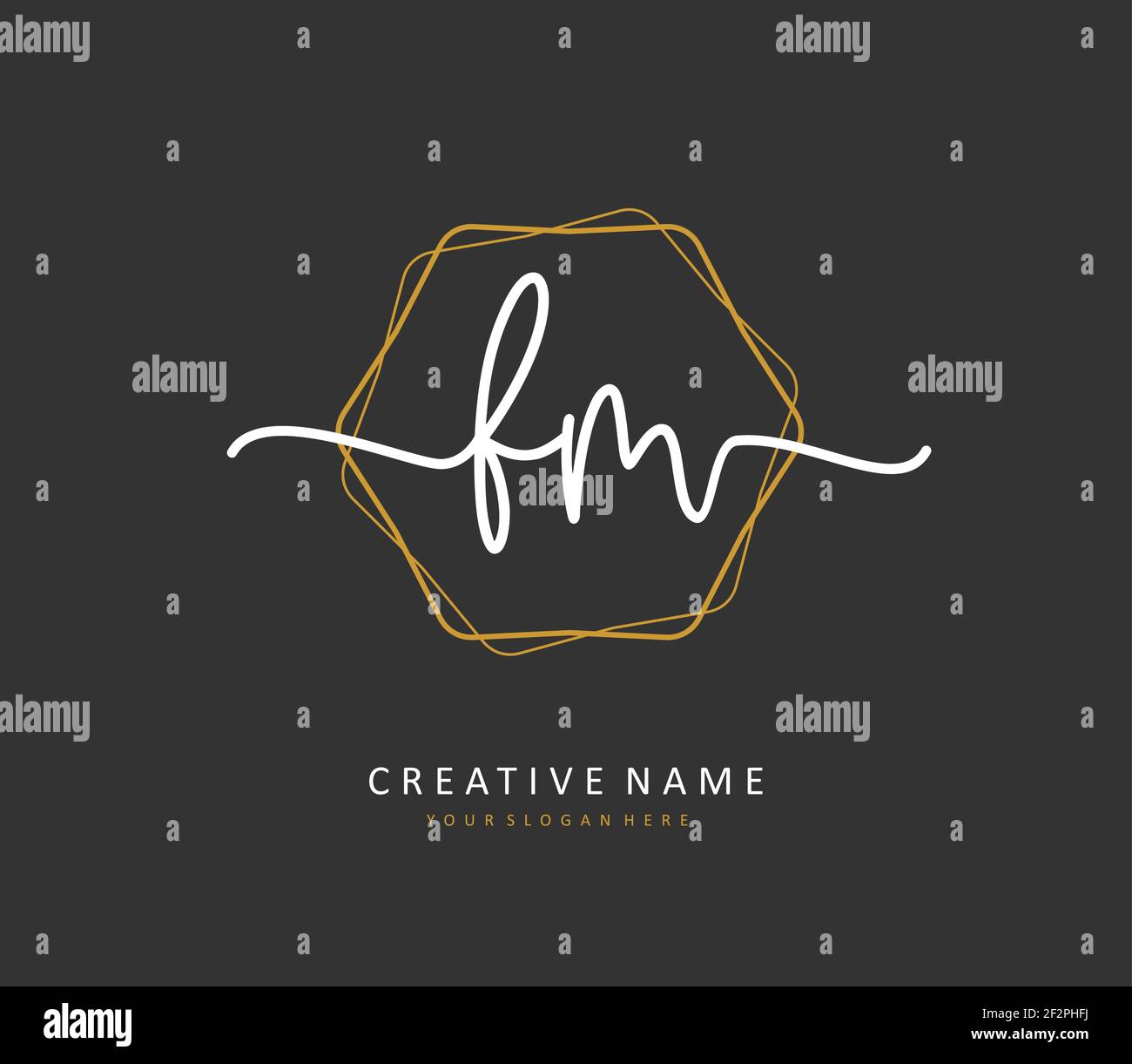 F M FM Initial letter handwriting and signature logo. A concept ...