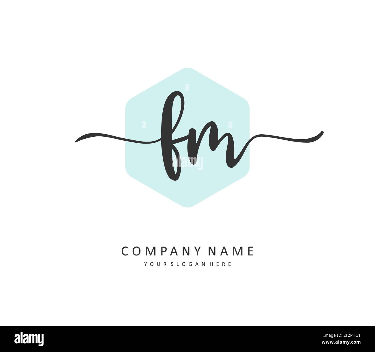 F M FM Initial letter handwriting and signature logo. A concept ...