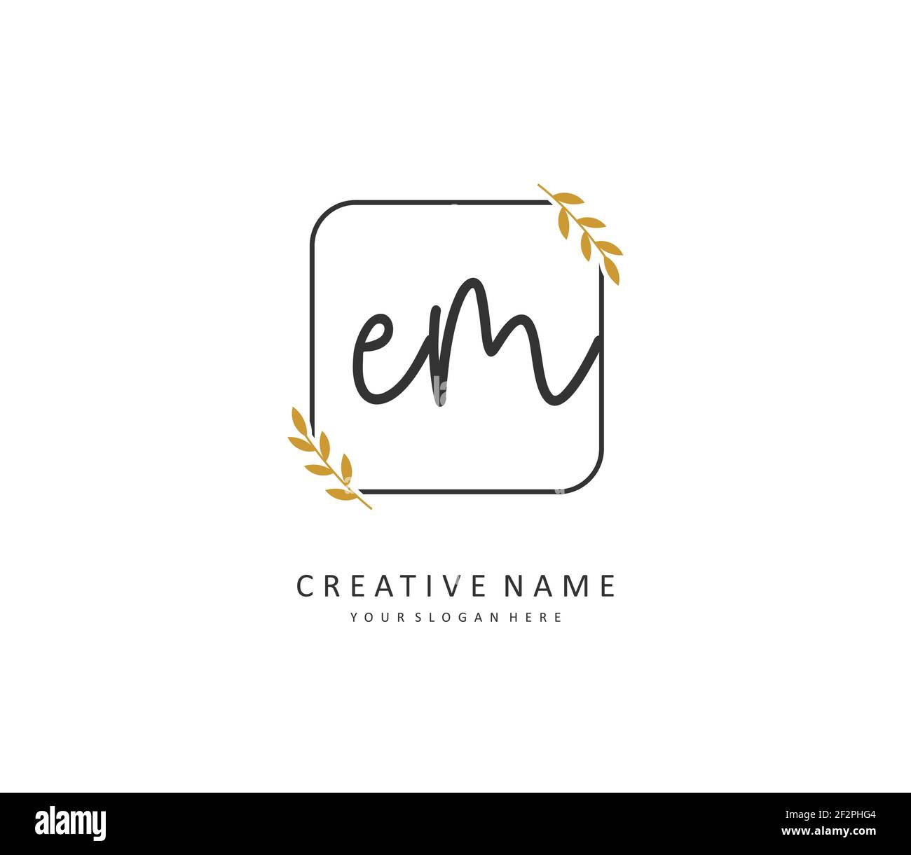 E M EM Initial letter handwriting and signature logo. A concept ...