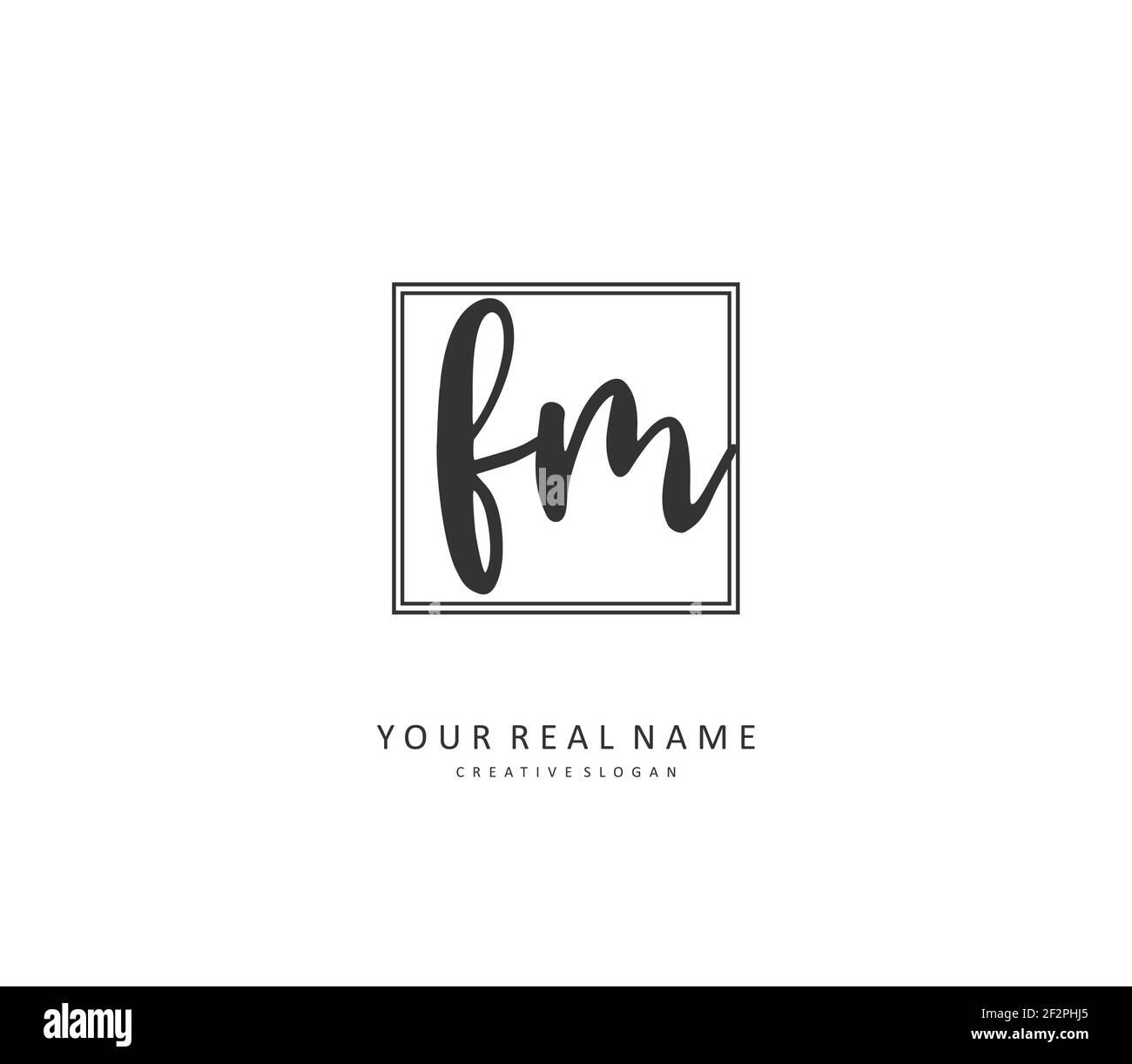 F M FM Initial letter handwriting and signature logo. A concept ...