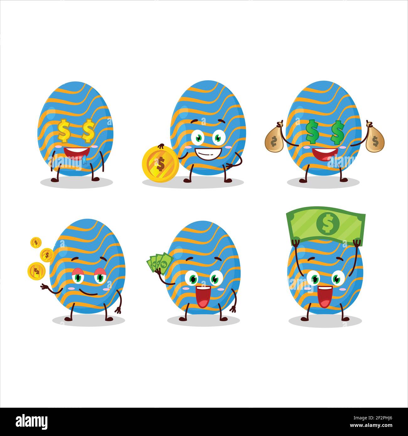 Light blue easter egg cartoon character with cute emoticon bring money ...