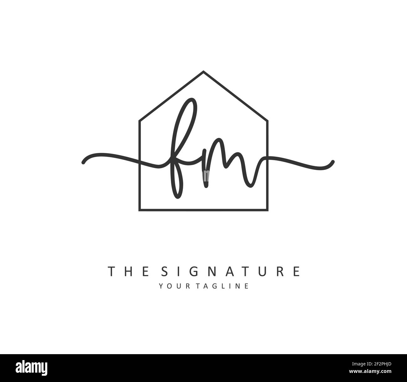 F M FM Initial letter handwriting and signature logo. A concept ...