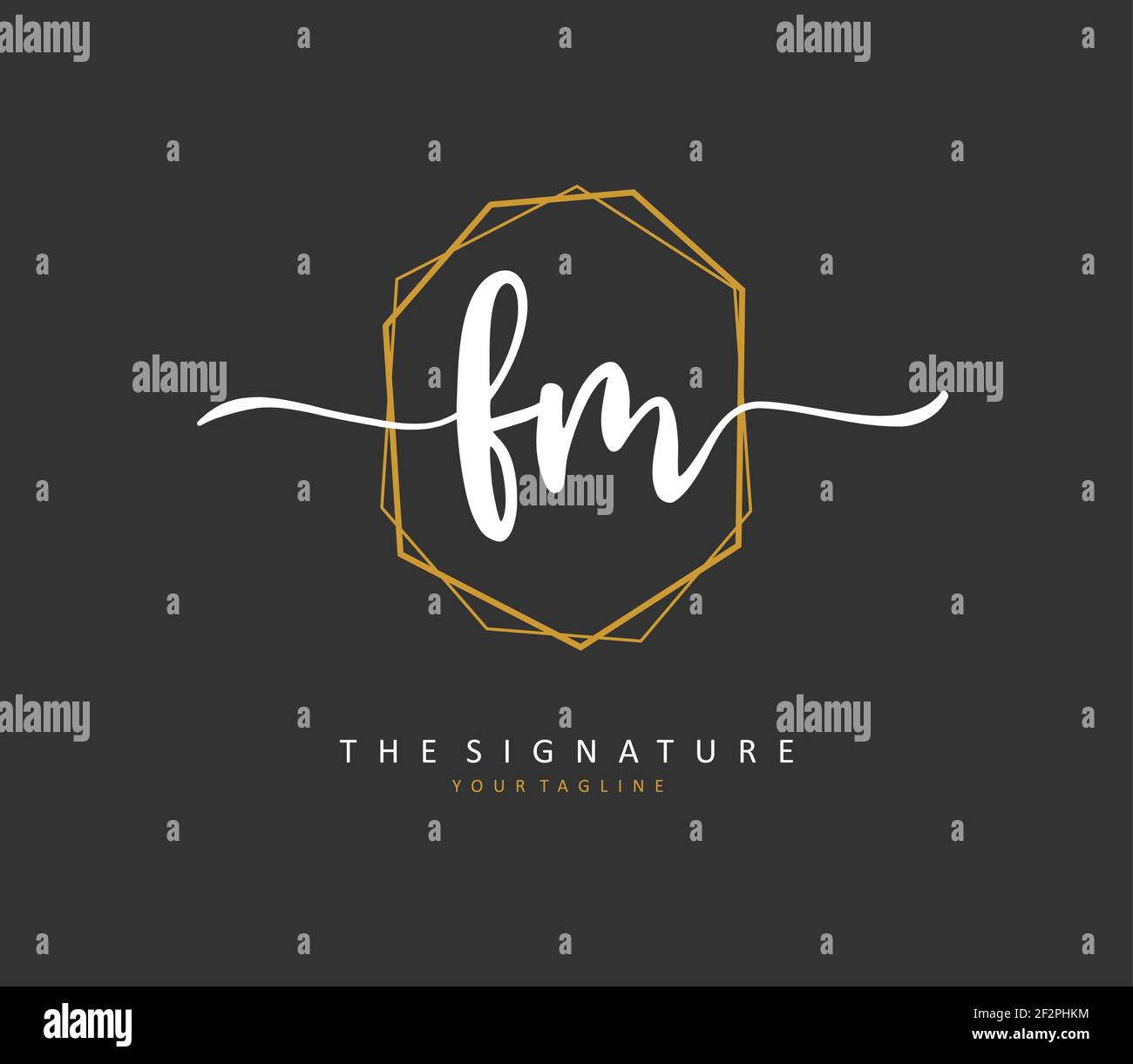 F M FM Initial letter handwriting and signature logo. A concept ...