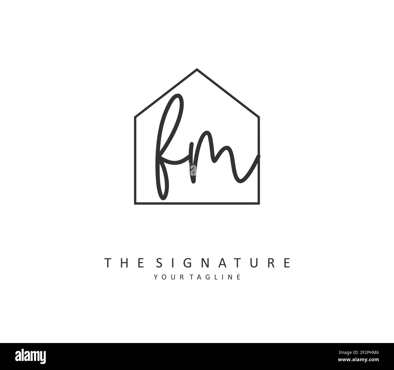 F M FM Initial letter handwriting and signature logo. A concept ...