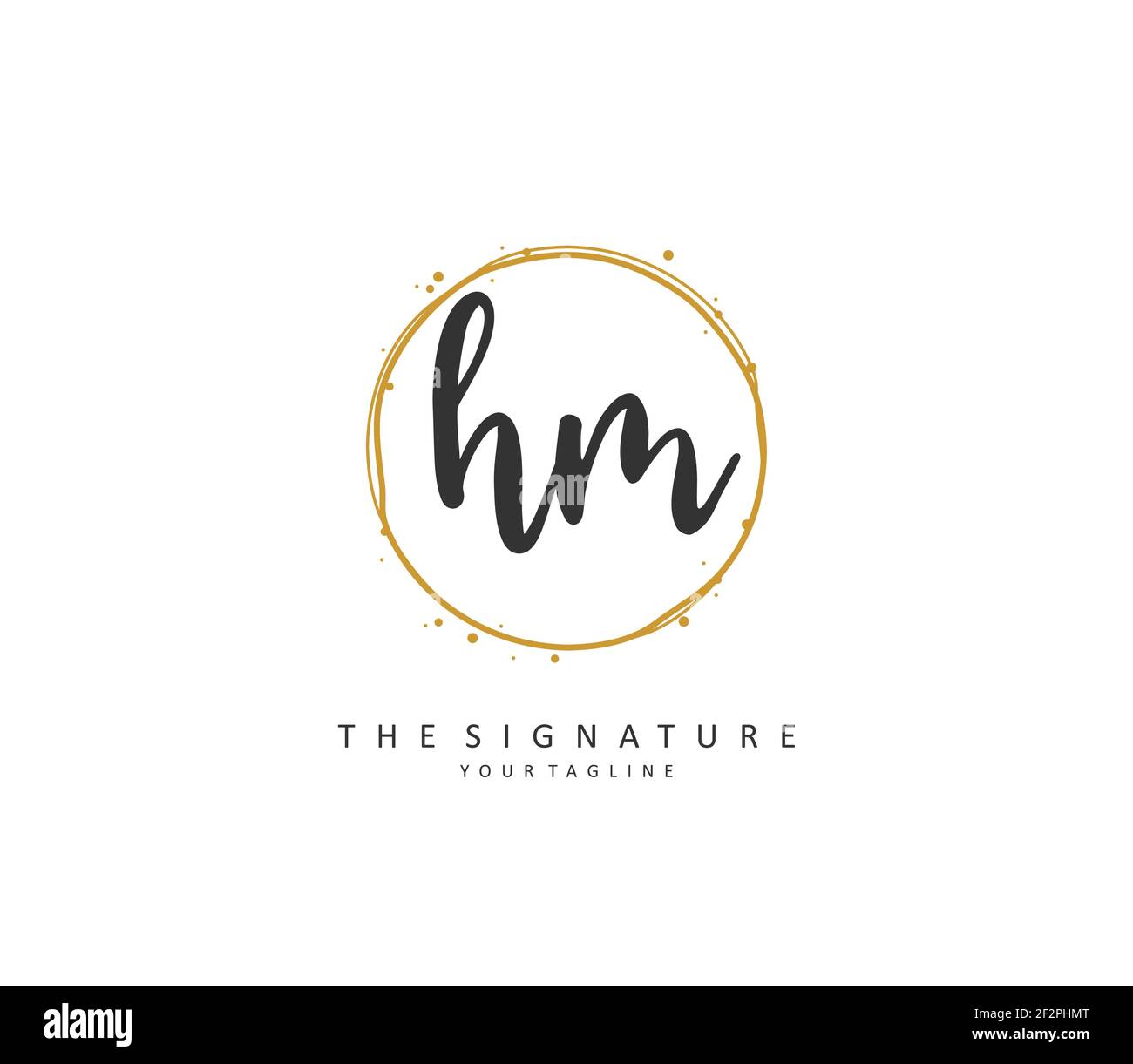 H M HM Initial letter handwriting and signature logo. A concept handwriting initial logo with ...