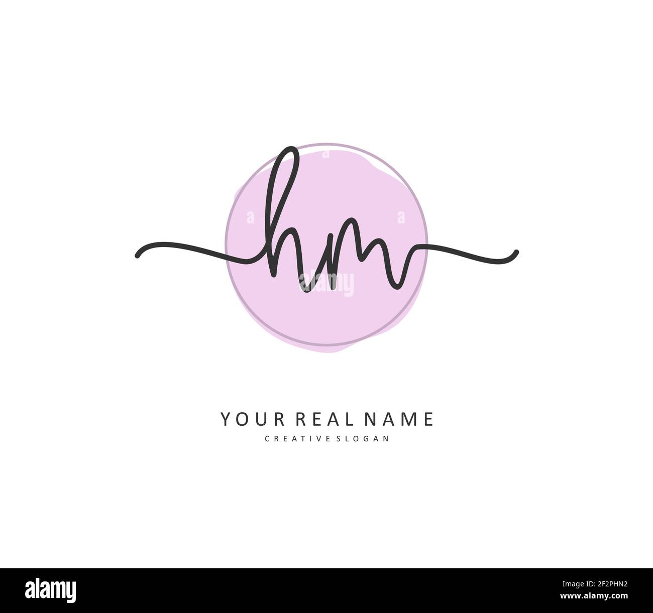 H M HM Initial letter handwriting and signature logo. A concept handwriting initial logo with ...