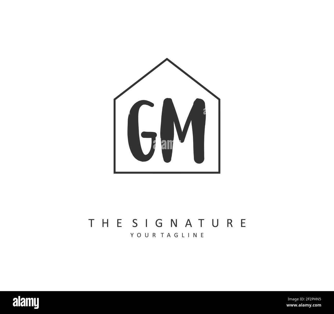 G M GM Initial letter handwriting and signature logo. A concept ...