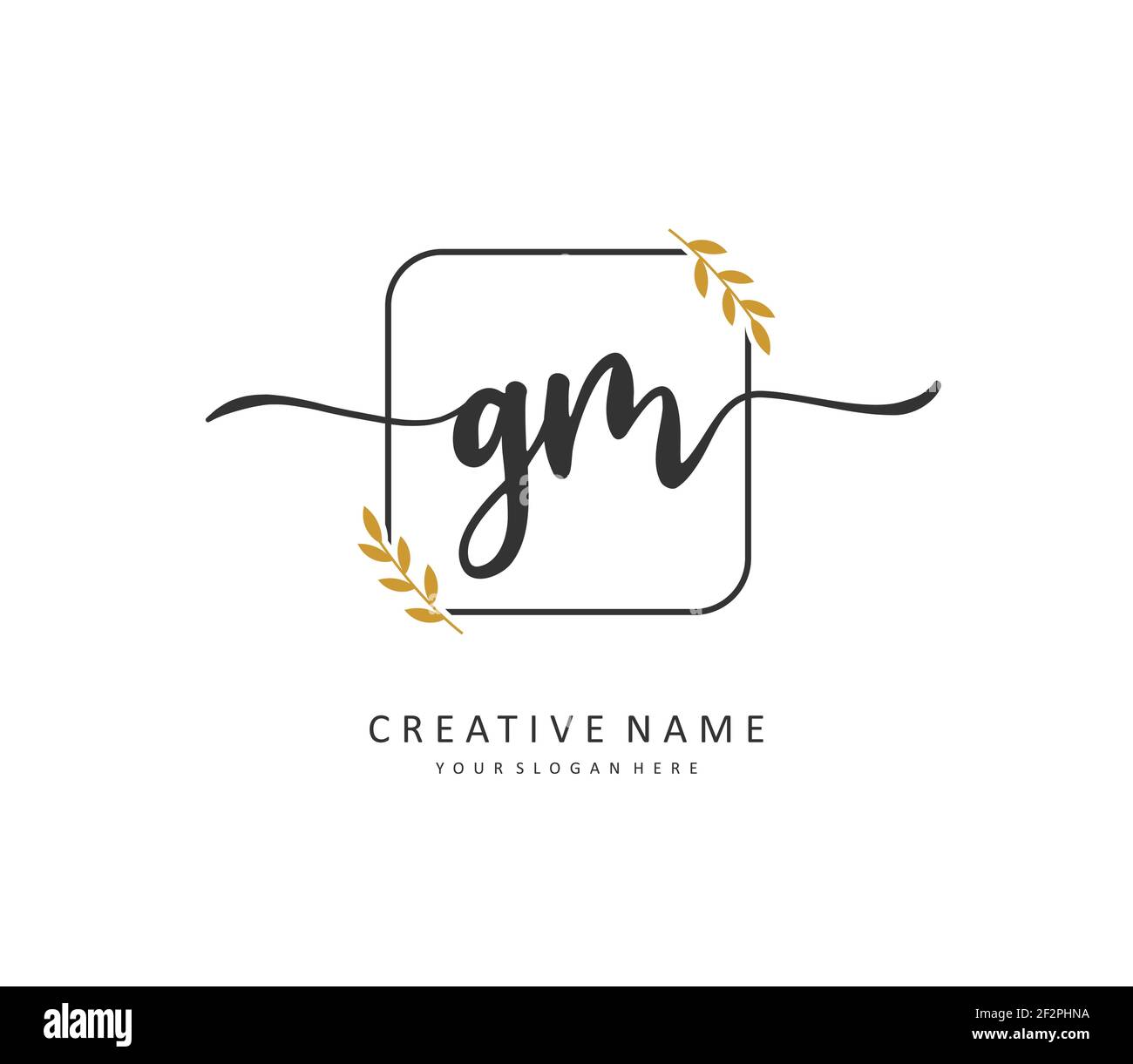 G M GM Initial letter handwriting and signature logo. A concept ...