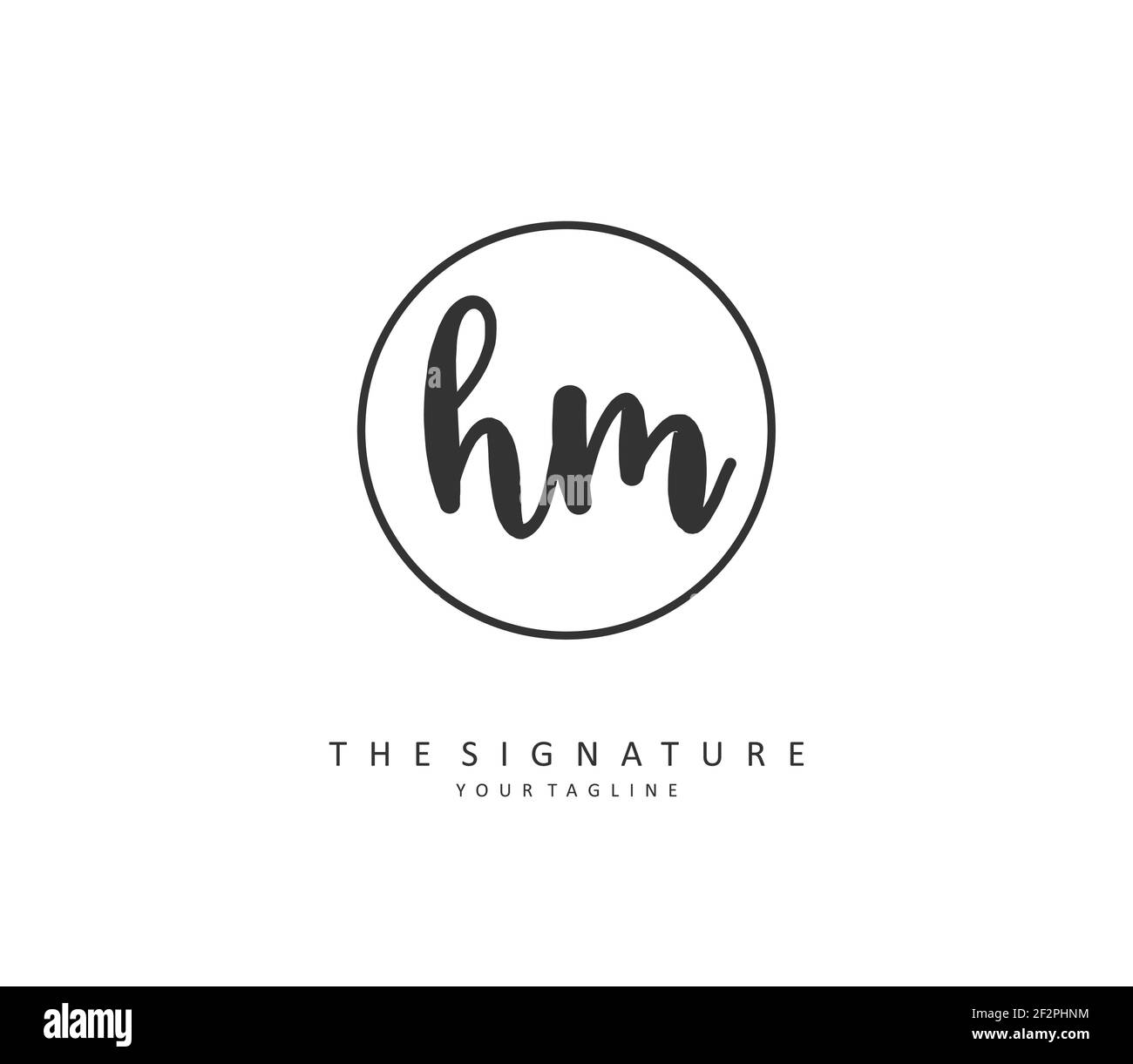 H M HM Initial letter handwriting and signature logo. A concept handwriting initial logo with ...