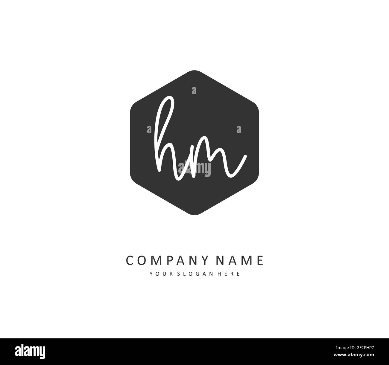 H M HM Initial letter handwriting and signature logo. A concept handwriting initial logo with ...