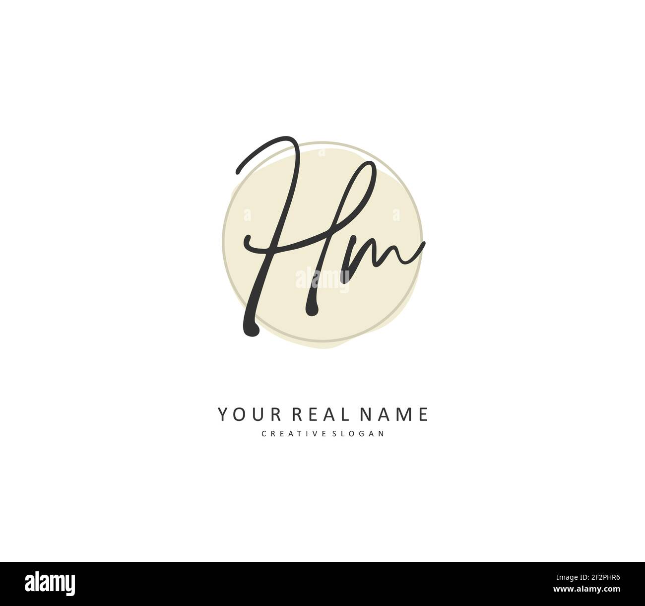 H M HM Initial letter handwriting and signature logo. A concept ...