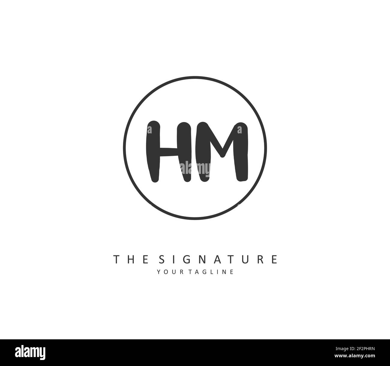 H M HM Initial letter handwriting and signature logo. A concept ...