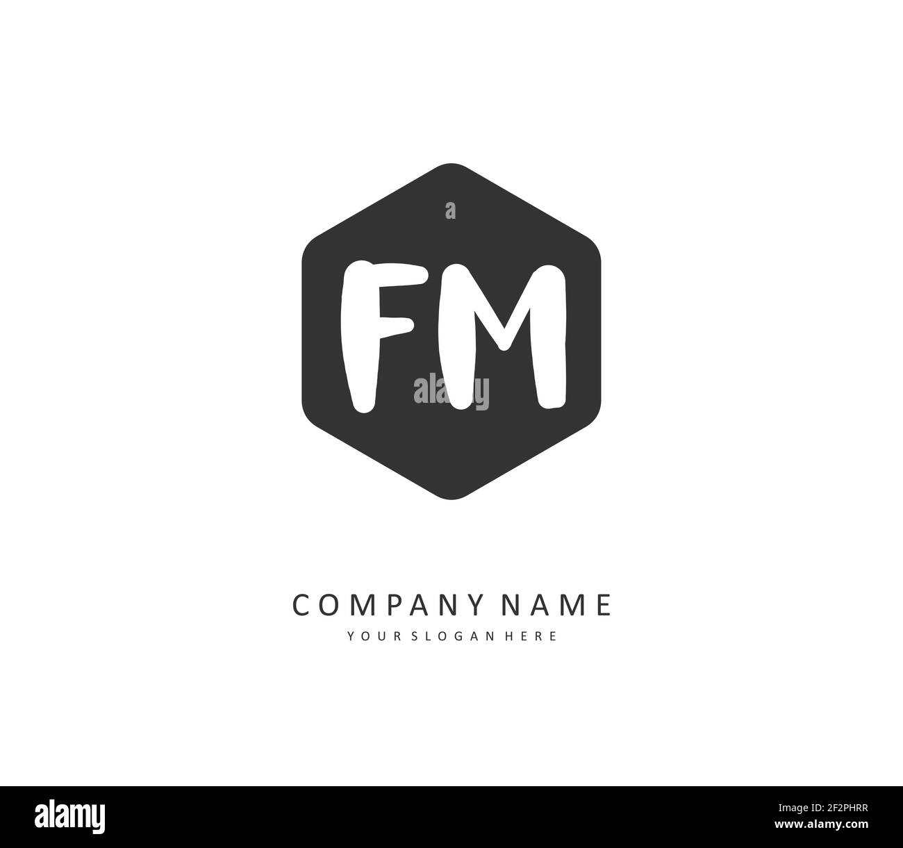 F M FM Initial letter handwriting and signature logo. A concept ...