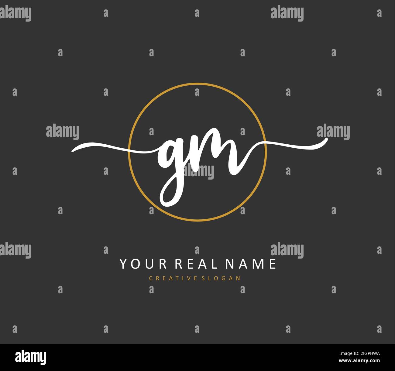 G M GM Initial letter handwriting and signature logo. A concept ...