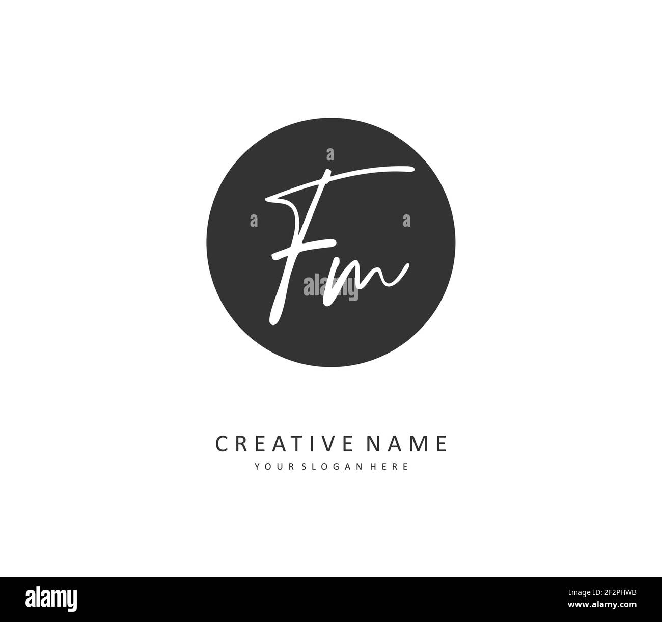F M FM Initial letter handwriting and signature logo. A concept ...