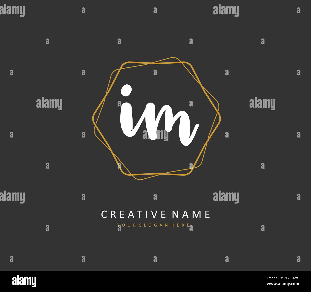 I M IM Initial letter handwriting and signature logo. A concept ...