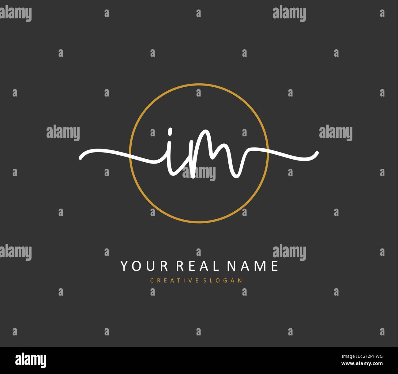 I M IM Initial letter handwriting and signature logo. A concept ...