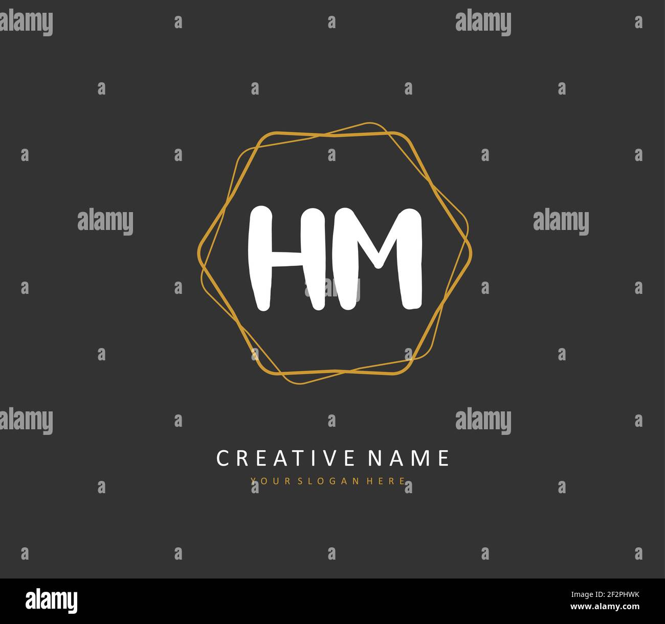 H M HM Initial letter handwriting and signature logo. A concept ...