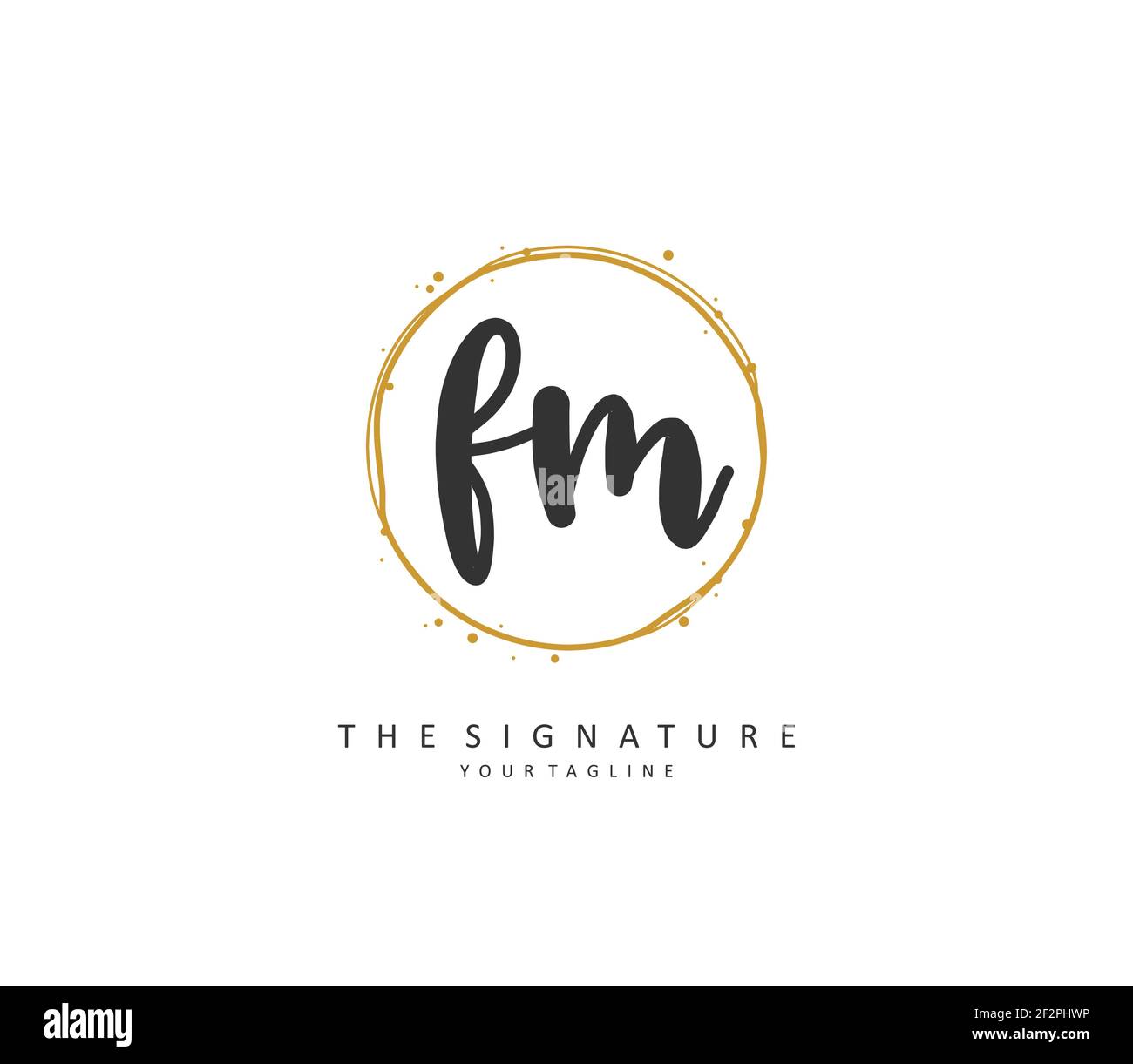 F M FM Initial letter handwriting and signature logo. A concept ...