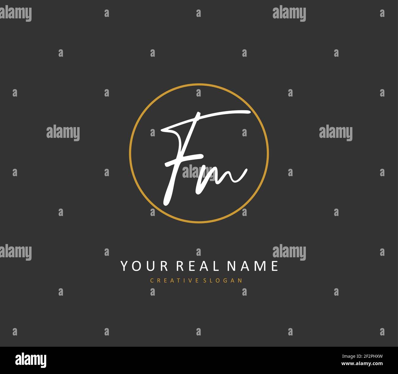 F M FM Initial letter handwriting and signature logo. A concept ...