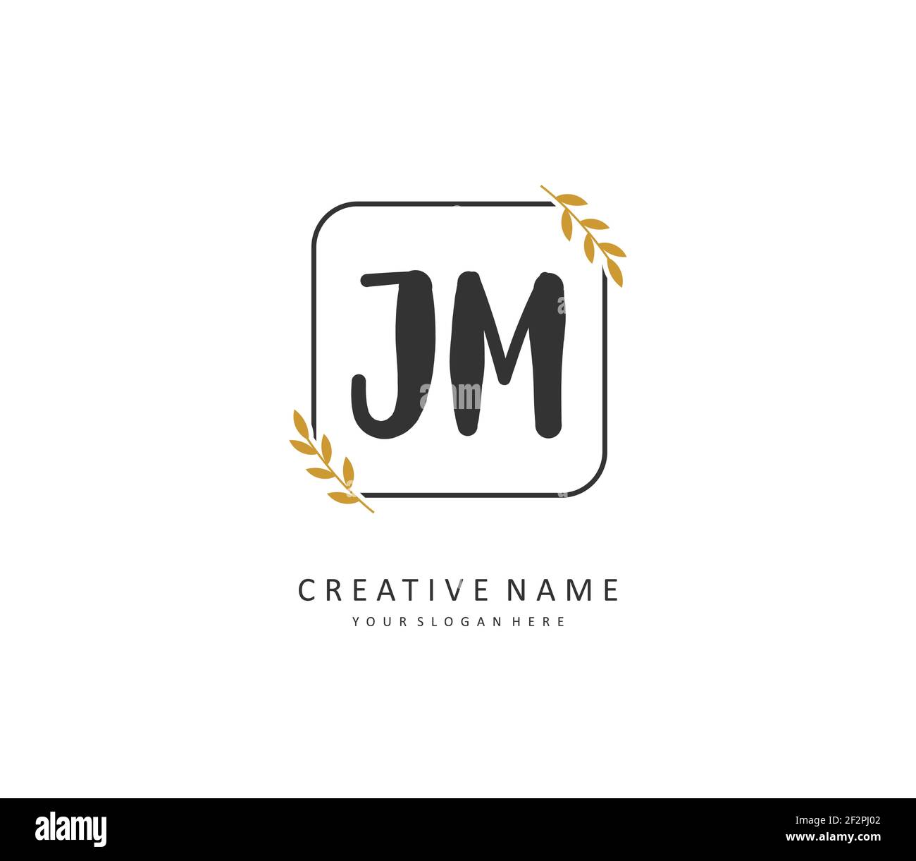 J M JM Initial letter handwriting and signature logo. A concept ...