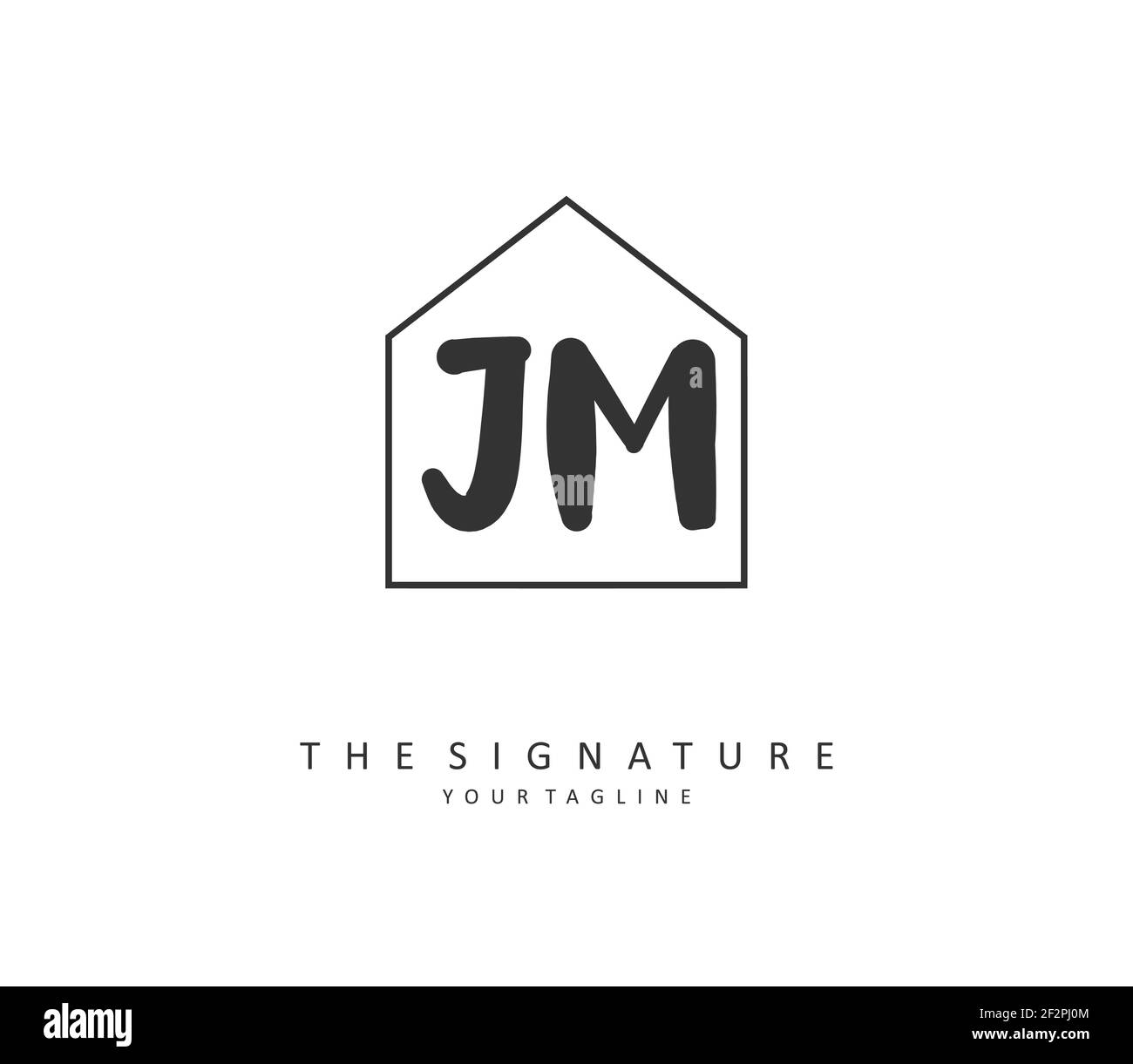 J M JM Initial letter handwriting and signature logo. A concept ...