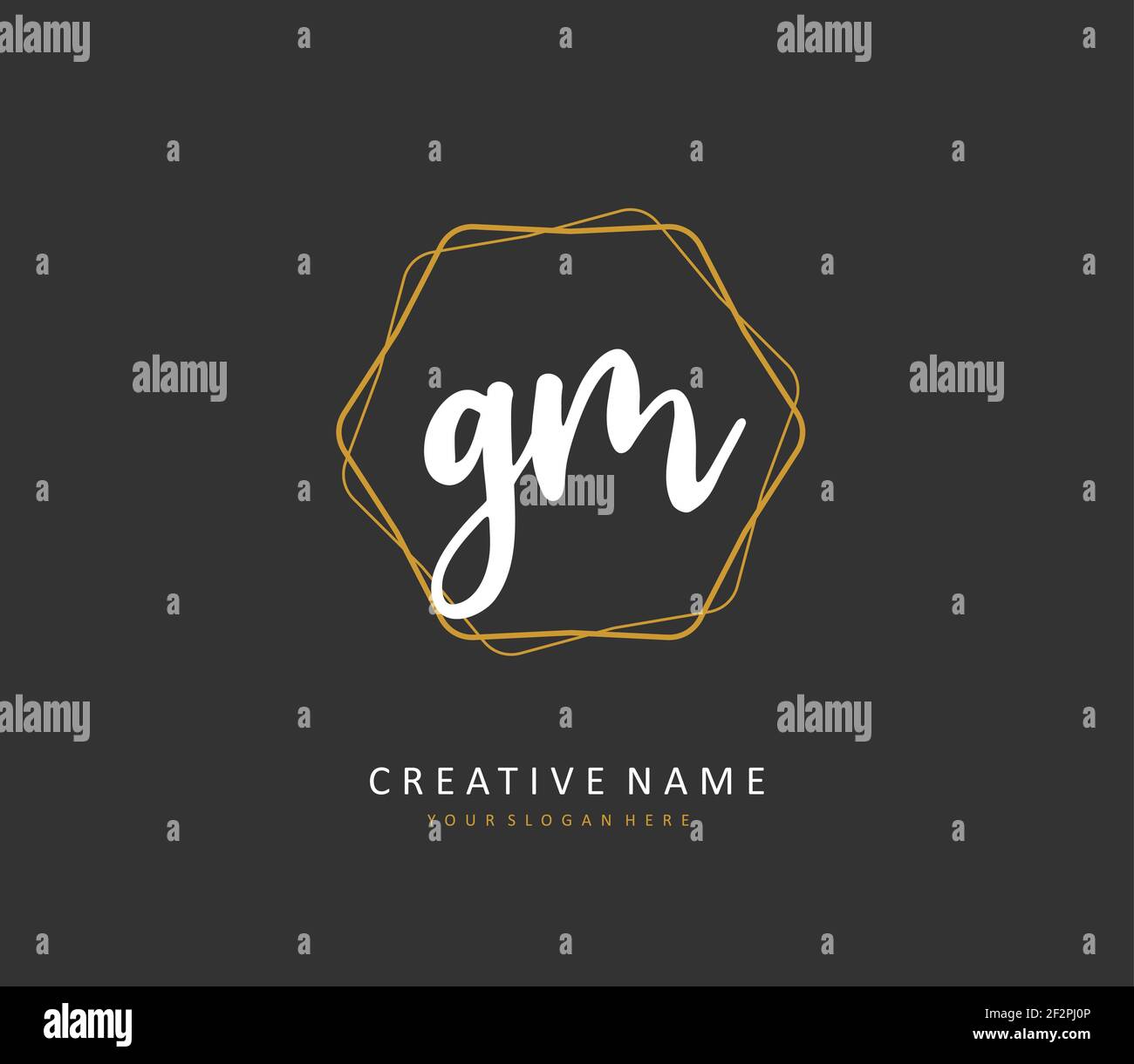 G M GM Initial letter handwriting and signature logo. A concept ...