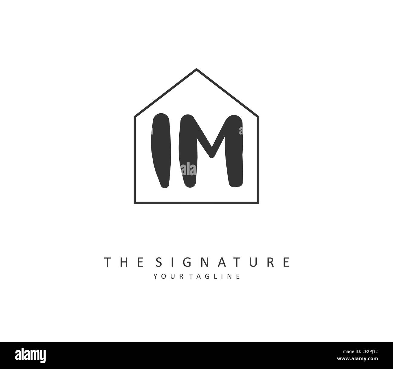 I M IM Initial letter handwriting and signature logo. A concept ...