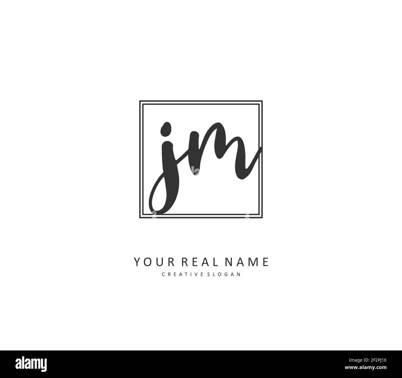 J M JM Initial letter handwriting and signature logo. A concept ...