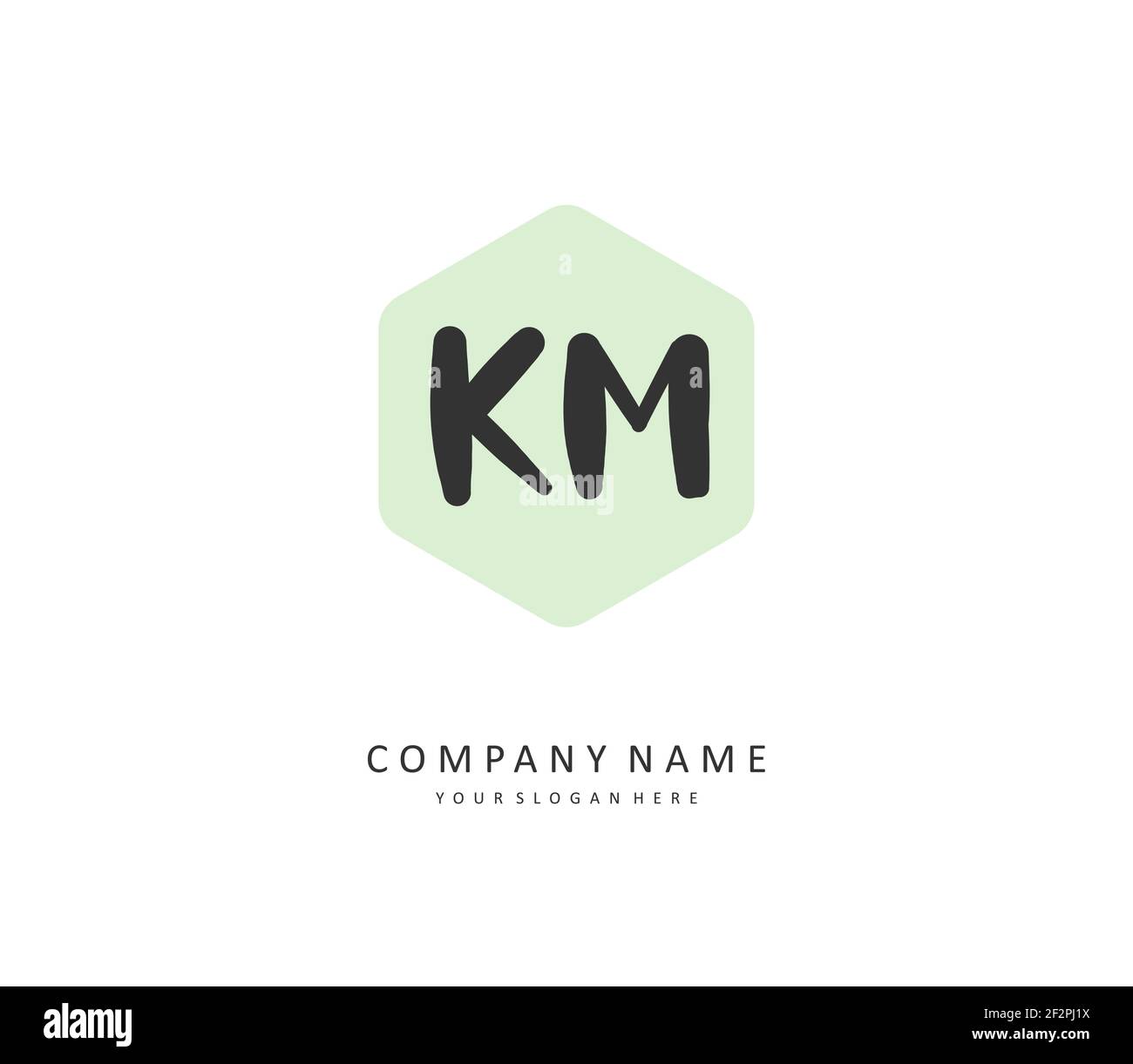 K M KM Initial letter handwriting and signature logo. A concept ...